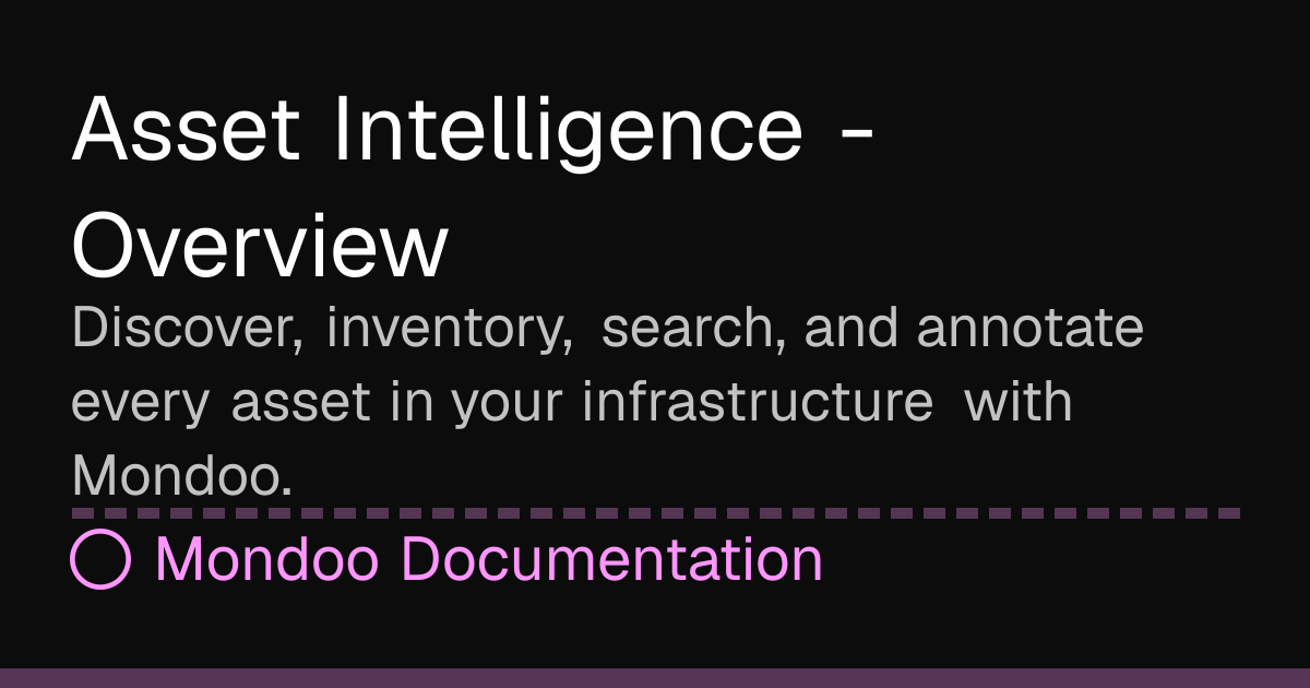 Asset Intelligence - Overview | Mondoo Docs