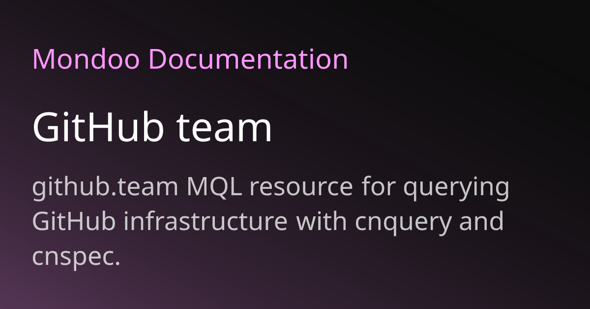 GitHub team | Mondoo Docs