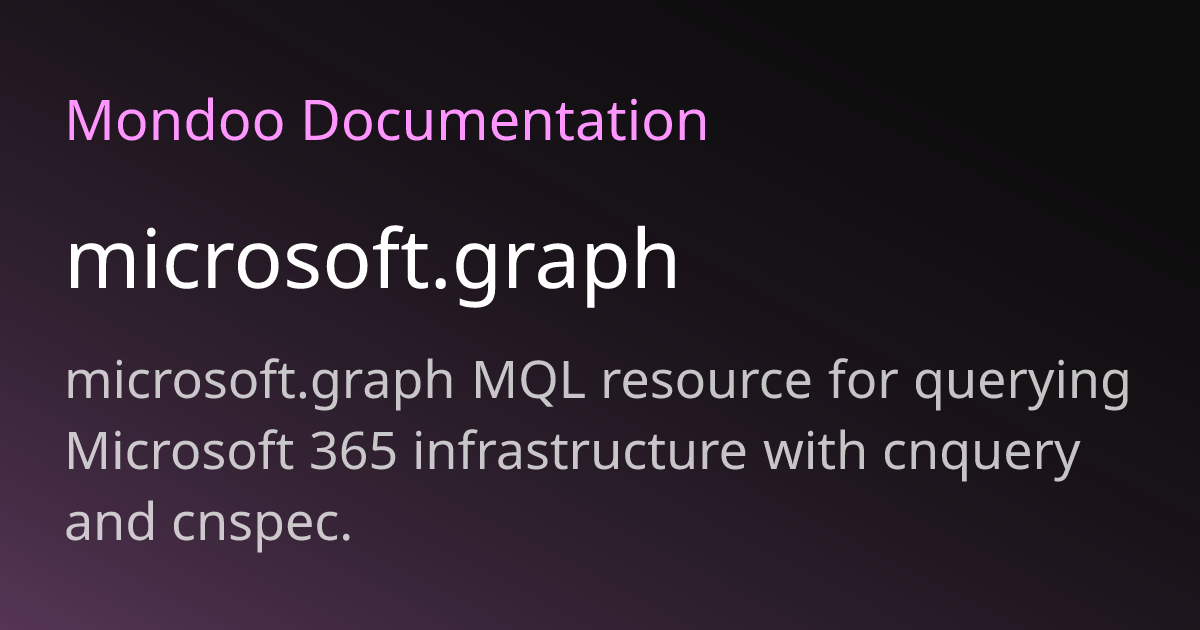 microsoft.graph | Mondoo Docs