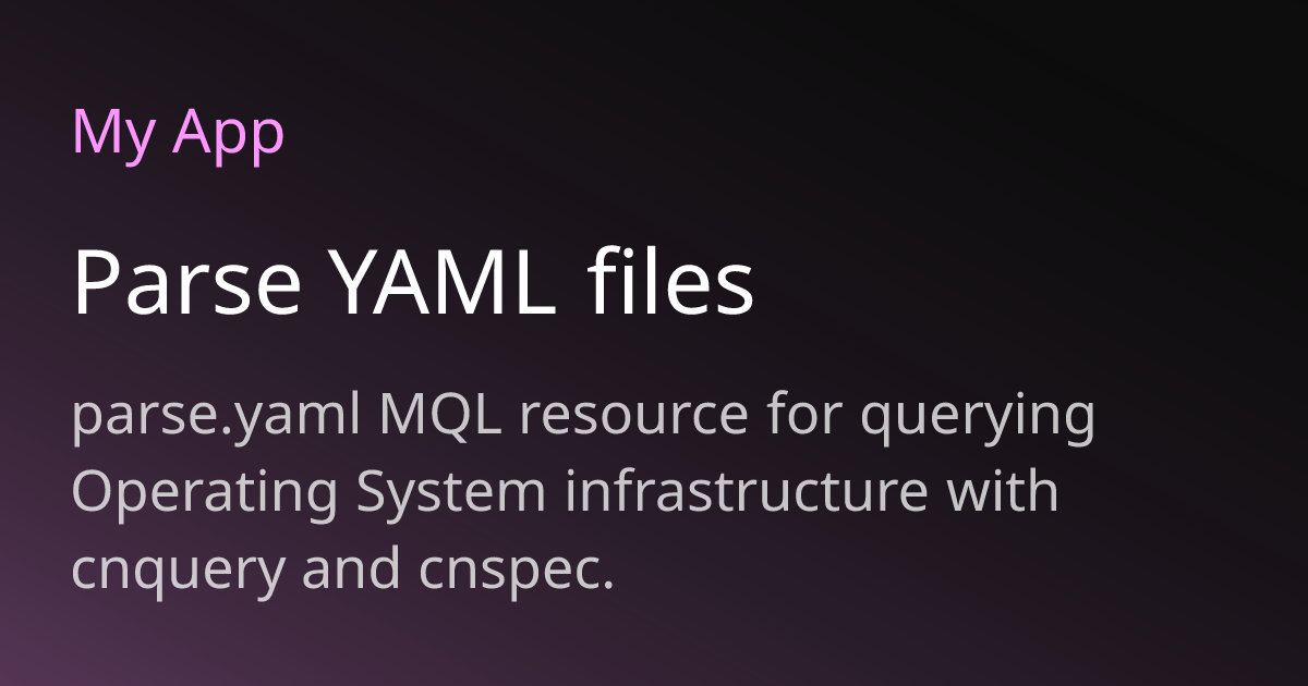 Parse YAML files | Mondoo Docs