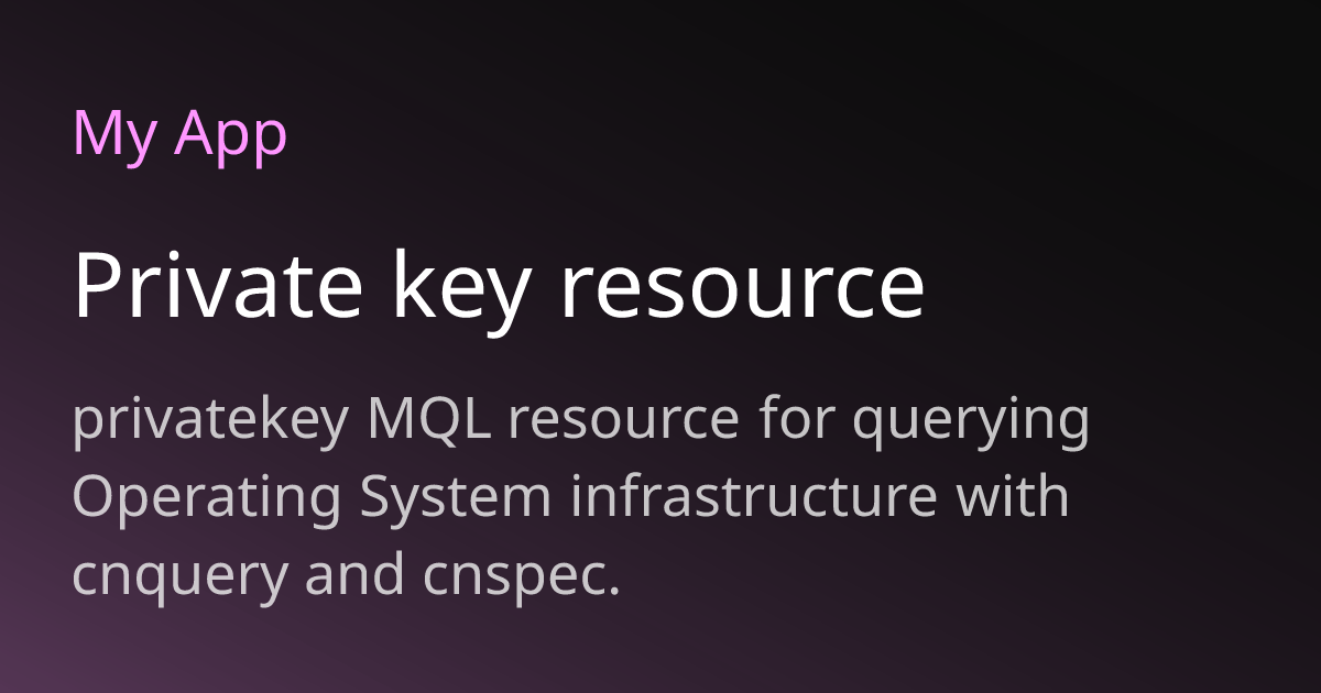 Private key resource | Mondoo Docs