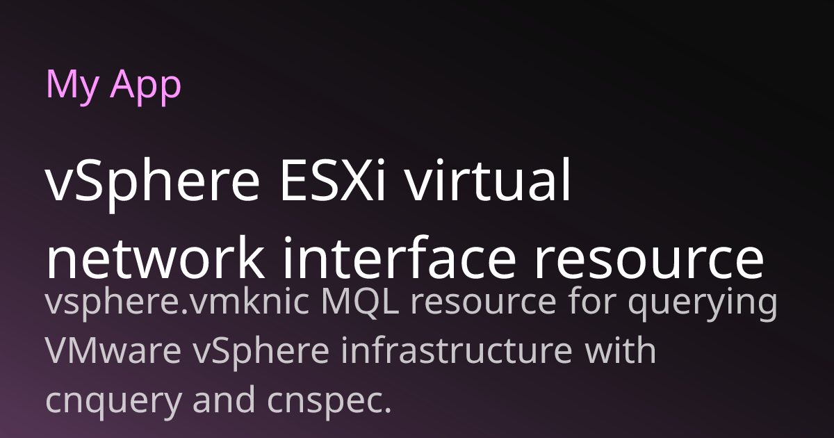 vSphere ESXi virtual network interface resource | Mondoo Docs