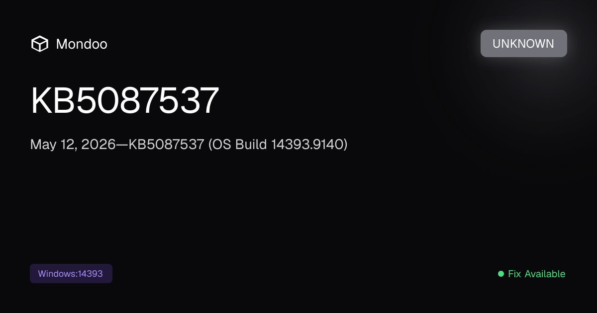 KB5087537 | Mondoo Vulnerability Intelligence