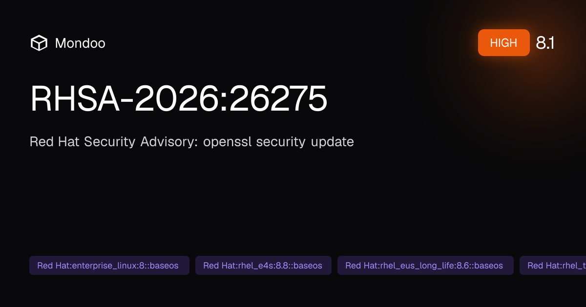 RHSA-2026:26275 | Mondoo Vulnerability Intelligence