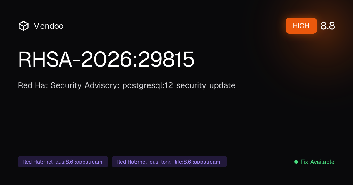 RHSA-2026:29815 | Mondoo Vulnerability Intelligence